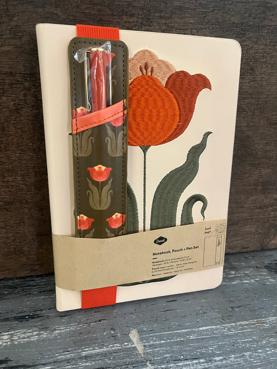 Denik Tulip Not book, Pouch & Pen Set – The Olive Branch OK